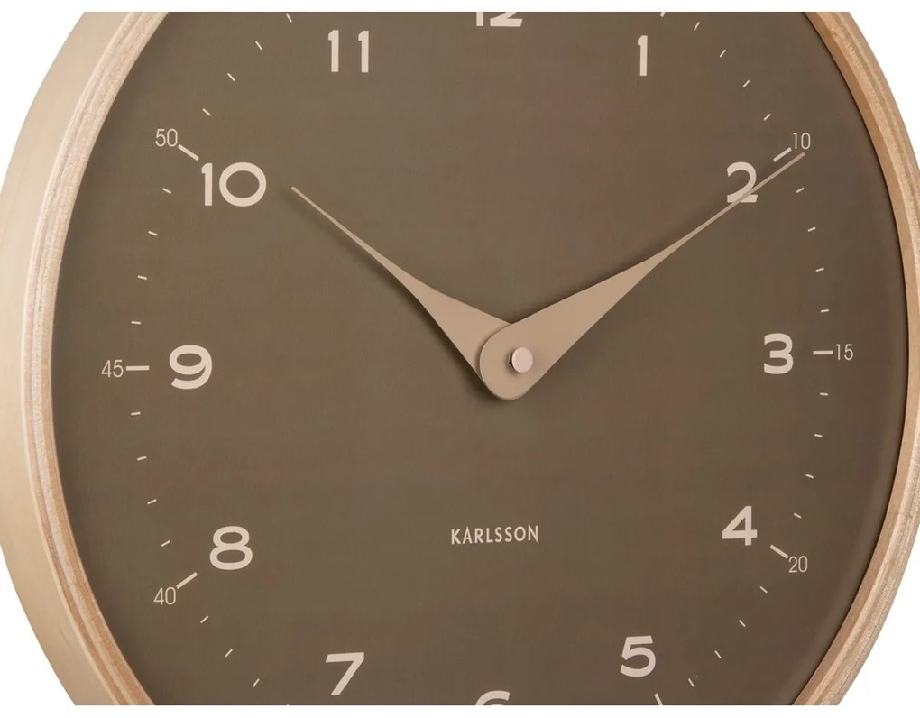 Karlsson 5995MG designové nástěnné hodiny hnědá, pr. 30 cm