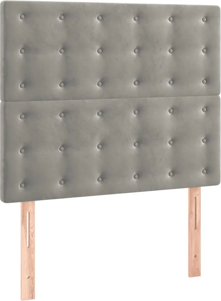 Box spring postel s matrací a LED světle šedá 120x200 cm samet 3136353