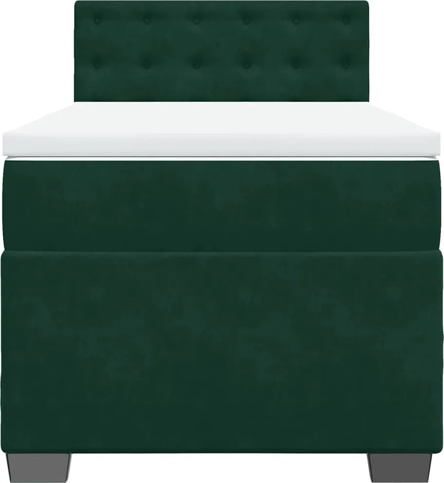 Box spring postel s matrací tmavě zelená 90x200 cm samet 3288513