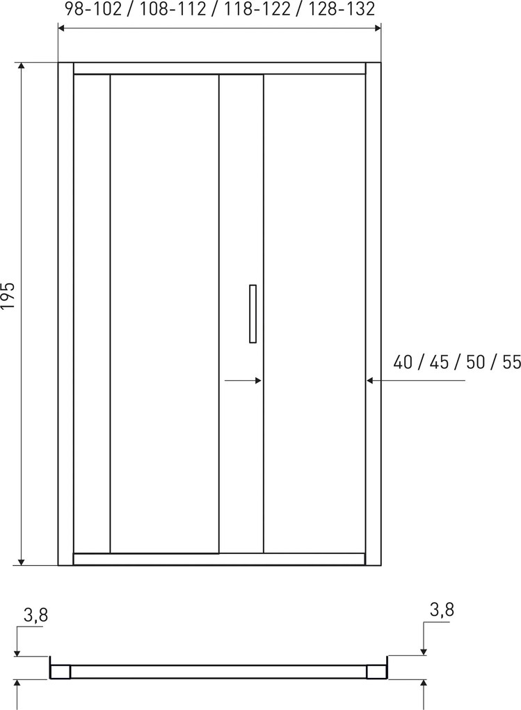 Novoterm Jednokřídlé posuvné sprchové dveře NV-Solid DS CHR 130, chrom/transparent - bez vaničky