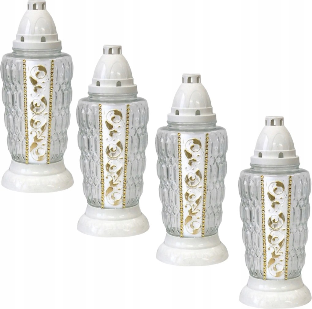 Svíčky 4KS Bílé Skleněné Elegantní Ozdobné Moderní Tradiční Prémiové