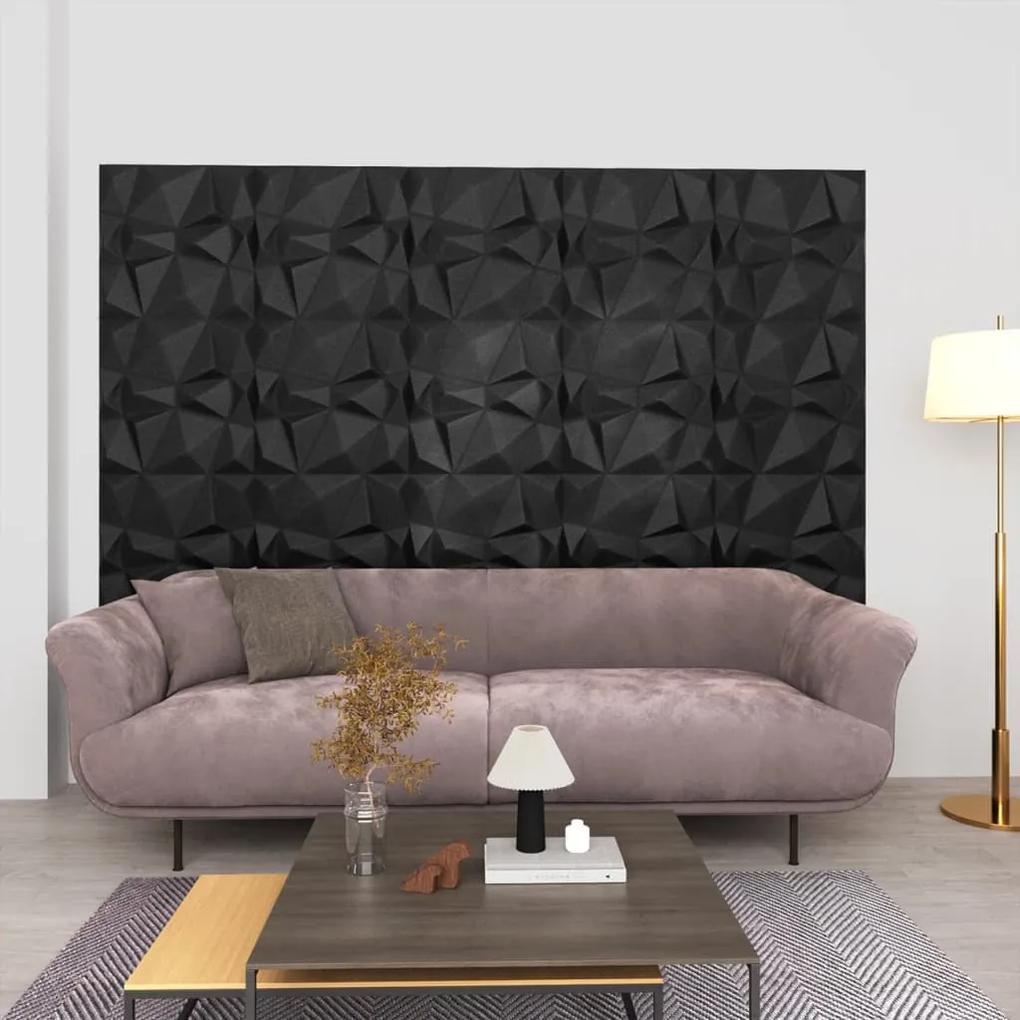 3D nástěnné panely 12 ks 50 x 50 cm diamant černé 3 m² - Default Title
