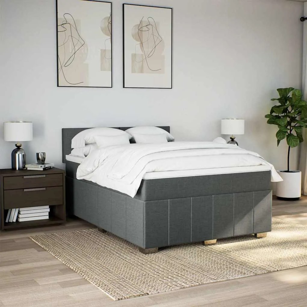 Box spring postel s matrací tmavě šedý 140 x 190 cm textil 3287057