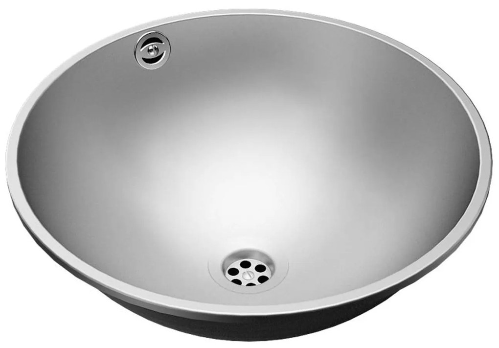 Sanela - Umyvadlo zápustné, průměr 38 cm, bez otvoru pro baterii, matná nerez SLUN 45X