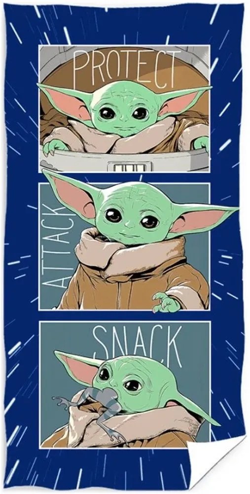 Bavlněná plážová osuška Star Wars - Baby Yoda - motiv Snack Time - 100% bavlna - 70 x 140 cm