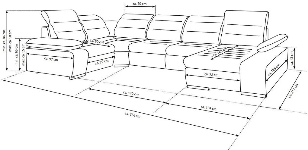 Casarredo - Komfort nábytek Rozkládací sedací souprava do U ISLAND 2 s úložným prostorem, výběr látek SK2