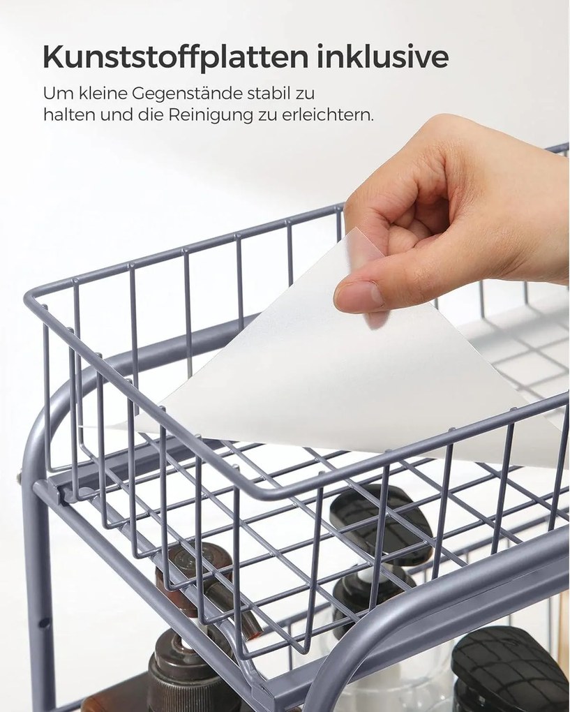 VASHOME kuchyňský organizér, dvoustupňový stohovatelný organizér pod dřez, stříbrný, 36x21x25-31cm