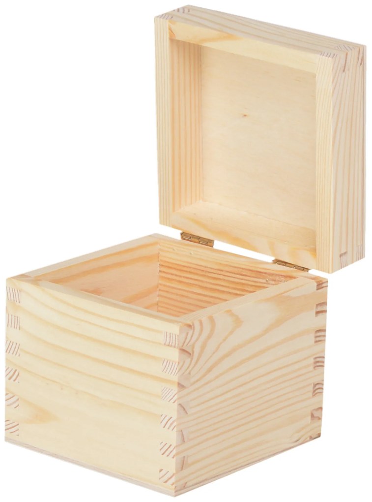 Dřevěná krabička s víkem - 10 x 10 x 10 cm, přírodní