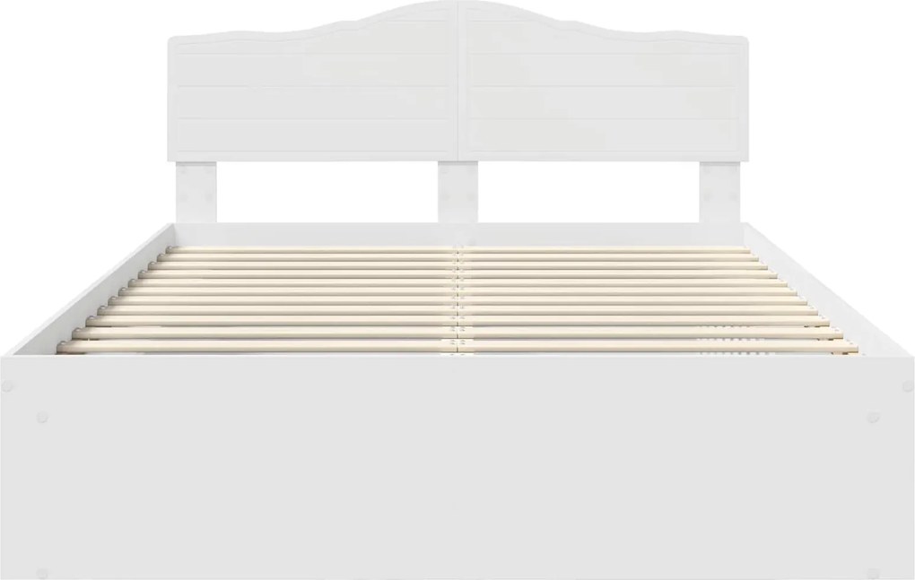 Rám postele s čelo Bílá 160 x 200 cm Masivní borové dřevo 3412871