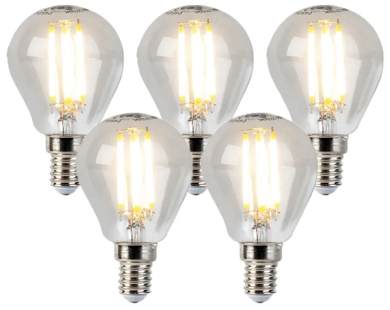 Sada 5 stmívatelných LED žárovky E14 Globe P45 5W 470lm 2700K