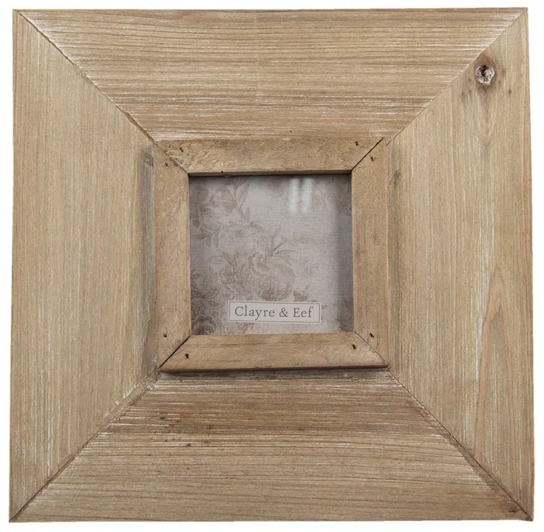 Hnědý antik dřevěný fotorámeček s patinou – 9x9 cm