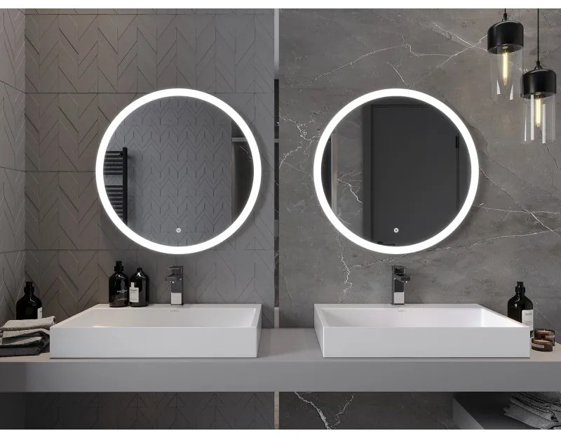 Mexen Oro, kulaté LED podsvícené koupelnové zrcadlo 70 cm, 6000K, topná podložka proti zamlžování, 9824-070-070-611-00