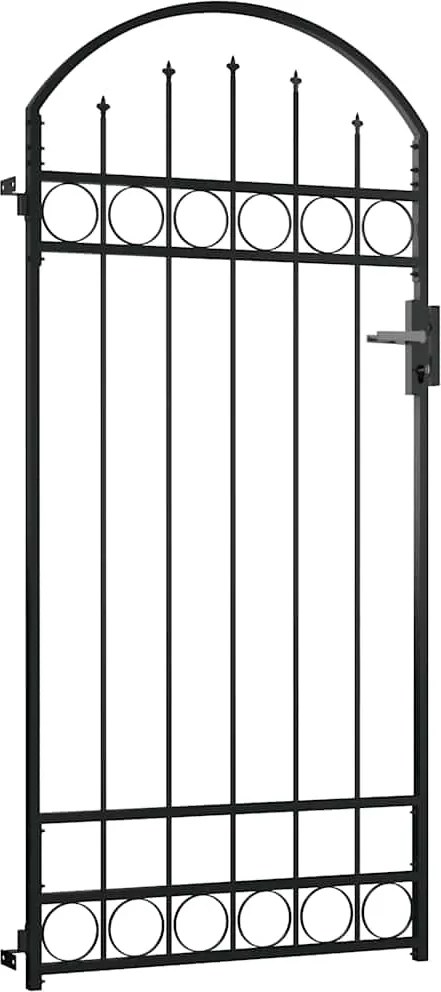 Plotová brána ASSEN s klenutým vrcholem ocelová 89 x 200 cm černá 145750