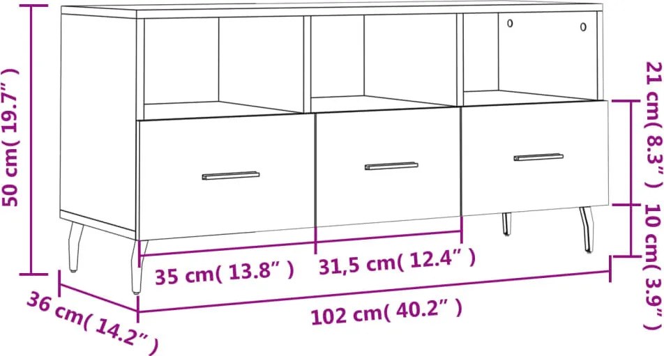 vidaXL TV skříňka 102x36x50 cm kompozitní dřevo [829057] Barva: Černá