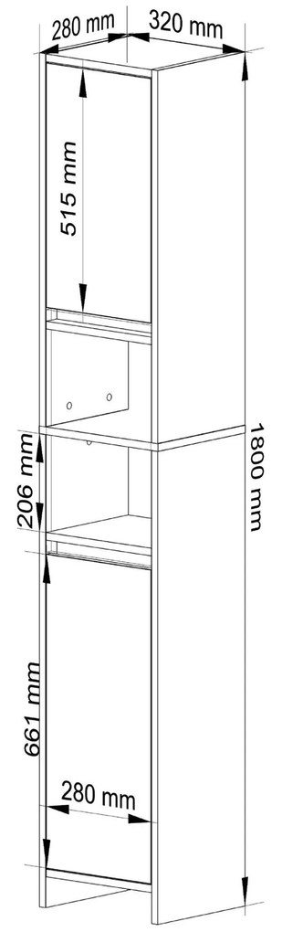 Koupelnová skříňka UNI 180 cm dub artisan/bílá