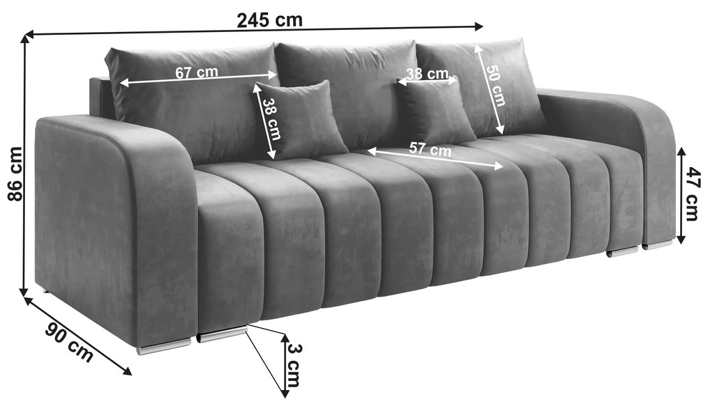 Kondela Rozkládací pohovka, šedá, PORIMA