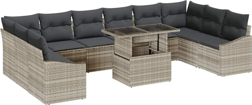 Set pohovek 11 ks Světle šedá polyratan 3349078