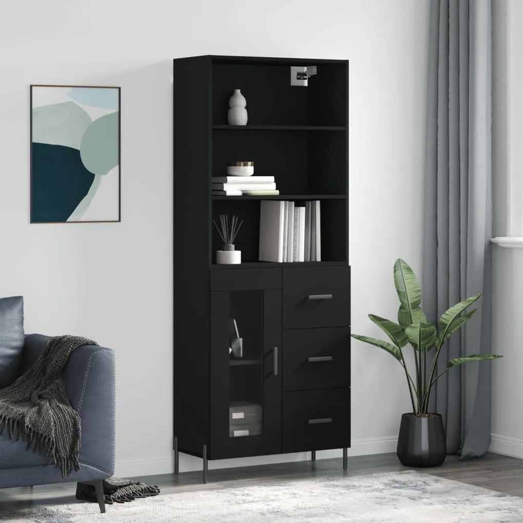 Skříň highboard černá 69,5 x 34 x 180 cm kompozitní dřevo