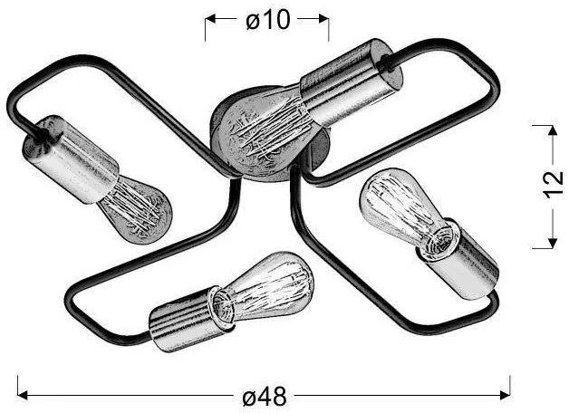 Candellux Černé stropní svítidlo Herpe pro žárovku 4x E27