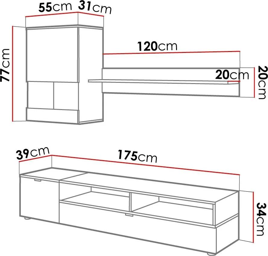 Casarredo - Komfort nábytek Obývací stěna, sestava MINI bílá/jasan