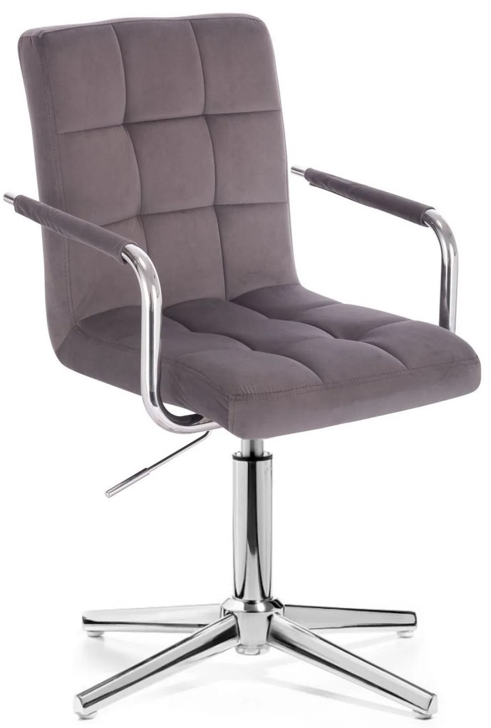LuxuryForm DESIGN Otočná židle VERONA VELUR na stříbrném kříži - tmavě šedá