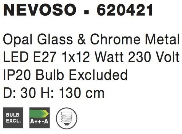 Nova Luce Závěsné svítidlo NEVOSO opálové sklo, 30cm, E27 1x12W Barva: Bílá