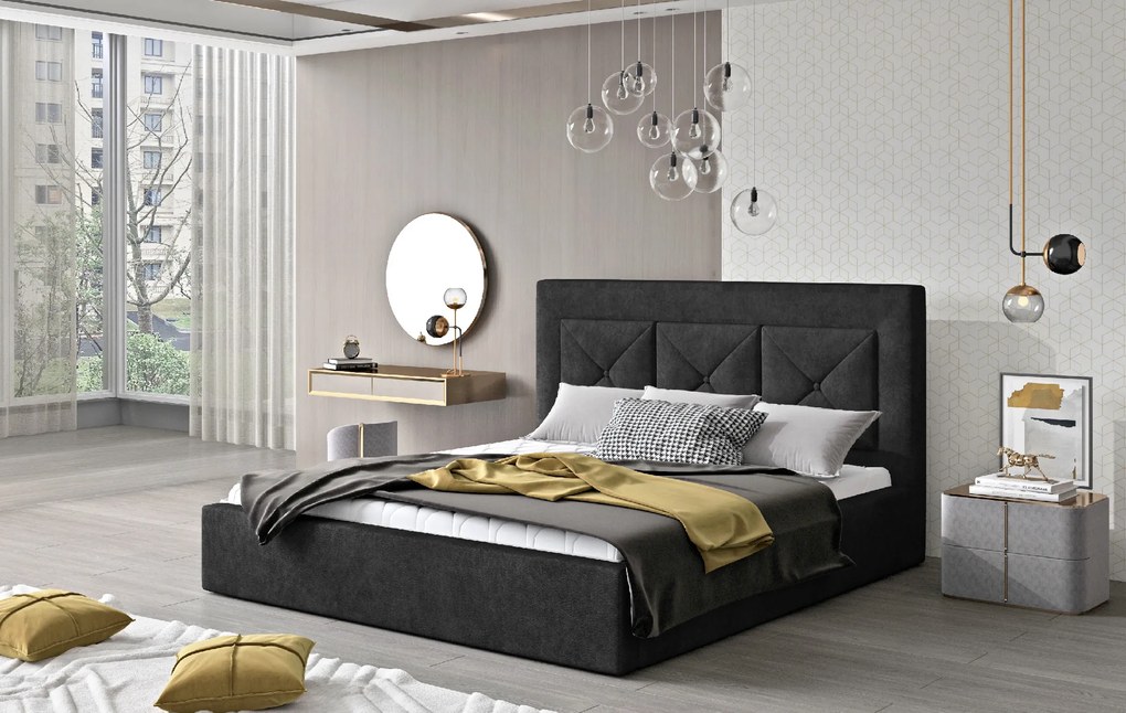 Eltap Čalouněná postel Cloe Materiál a barva potahu: Sawana 14 - černá, Rozměry (cm): 140x200