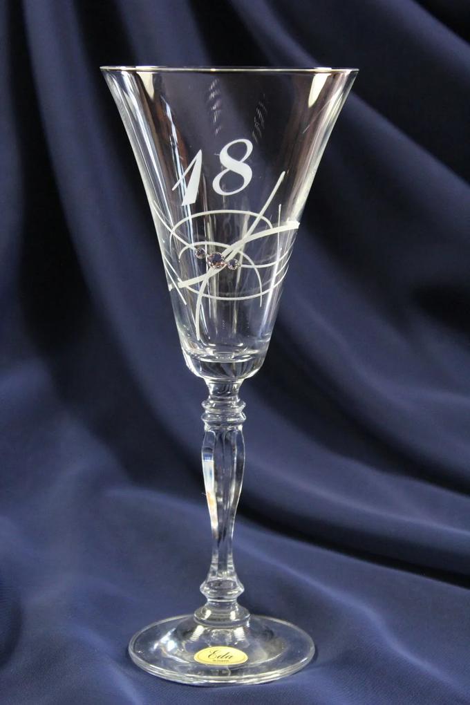 Výroční pohár na 18. narozeniny ŠAMPAŇSKÉ se swarovski krystaly