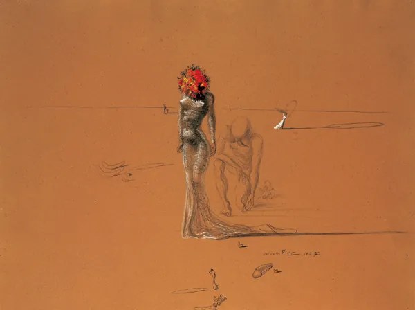 Obraz, Reprodukce - Ženská postava s hlavou z květin, 1937, Salvador Dalí, (30 x 24 cm)