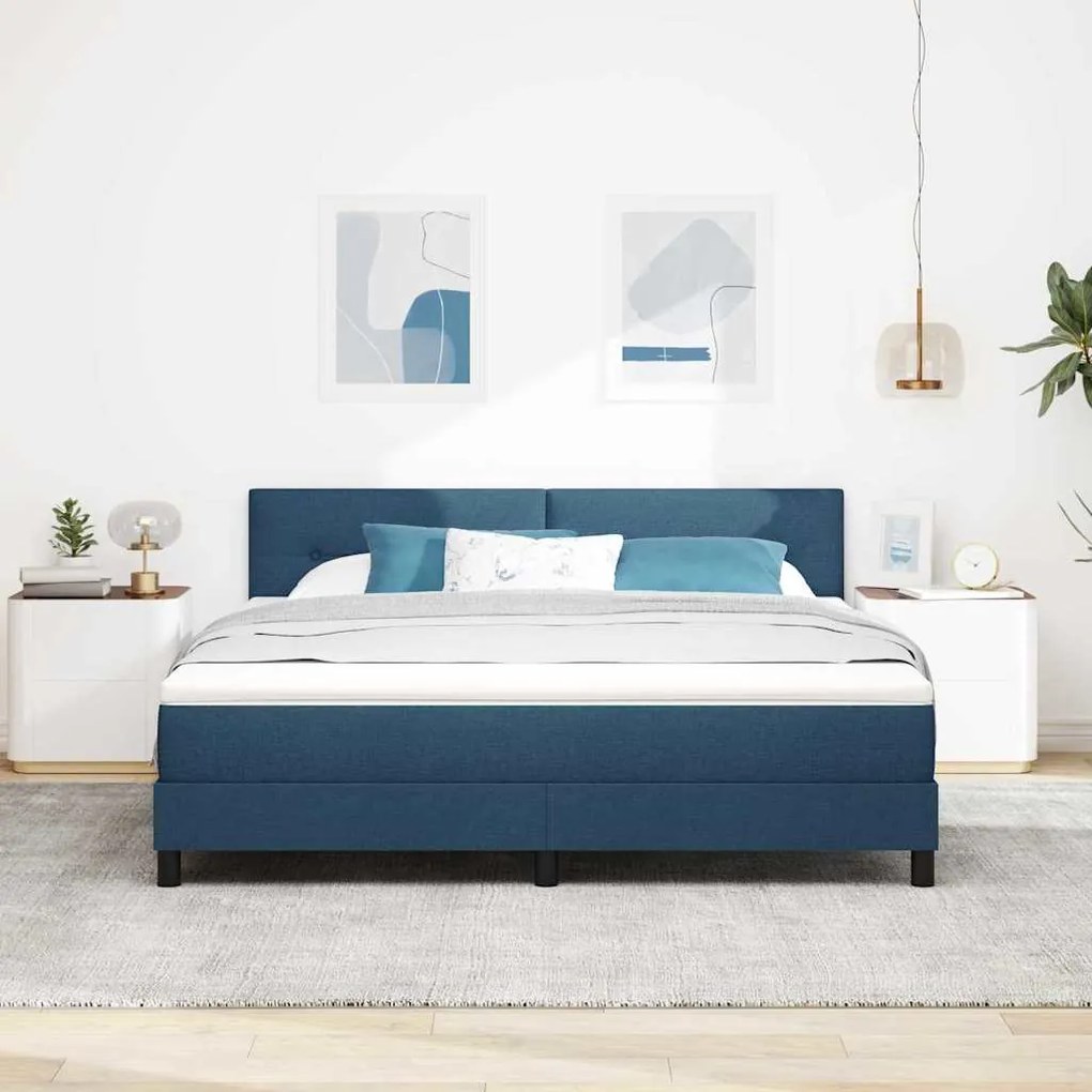 Postel s boxspringem s čelo Modrá 180 x 200 cm textil 3338712