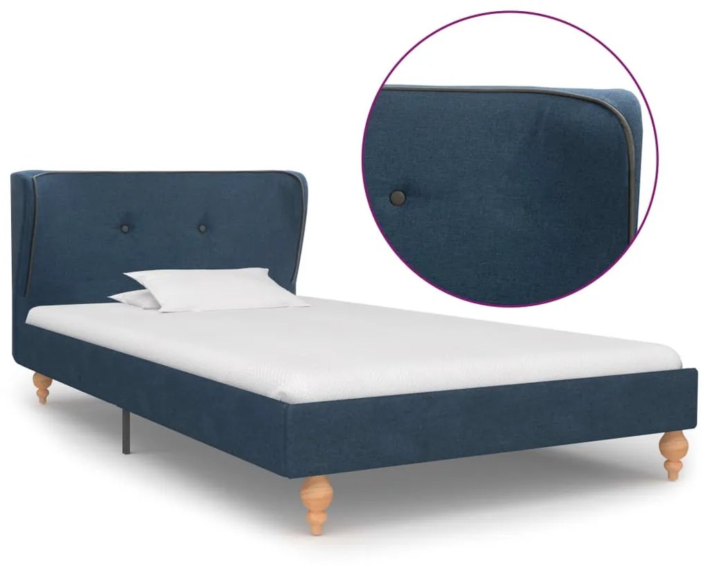 280577 vidaXL Rám postele modrý textil 90 x 200 cm