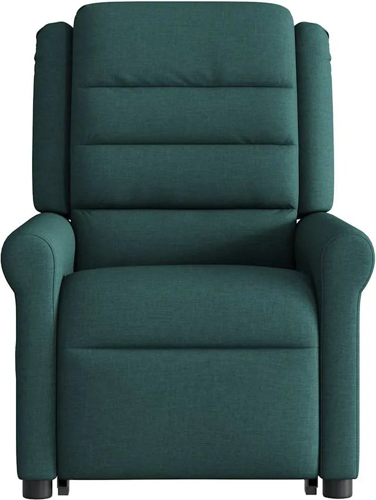 Zvedací masážní polohovací křeslo tmavě zelené textil 3303330
