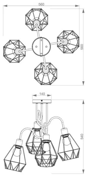 Přisazený lustr BERGEN 4xE27/60W/230V
