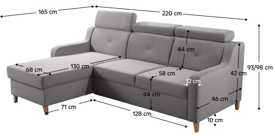 Kondela Rozkládací sedací souprava, světle šedá, levá, ARABELLA