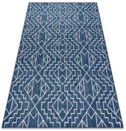 Koberec SISAL SION Geometrický, diamanty 21778 ploché tkaní tmavě mod