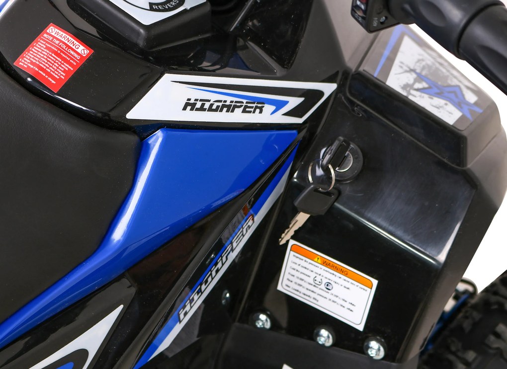 Ramiz Čtyřkolka na baterie E-STAR modrá 35 km/h + motor 1000W + nafukovací kola + nastavení sedadla