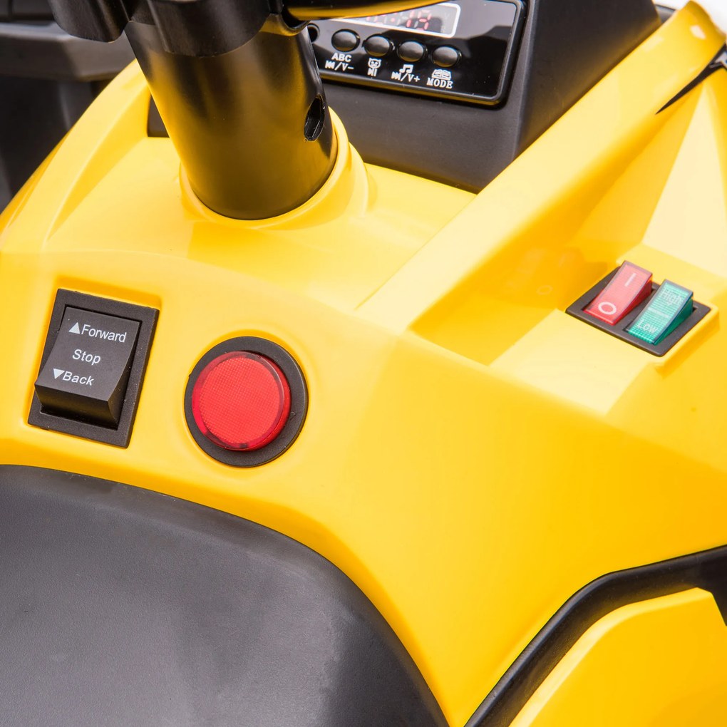 HOMCOM Elektrický čtyřkolka pro děti, 12V 10Ah, čtyřkolka s funkcí vpřed a vzad, 2 motory, USB připojení, MP3 přehrávač, vozidlo pro děti s předním s…