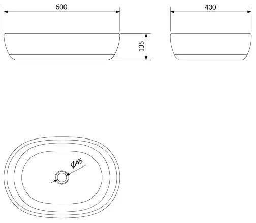 Sapho - Umyvadlo na desku PRIORI 60x40 cm keramika/černá/modrá