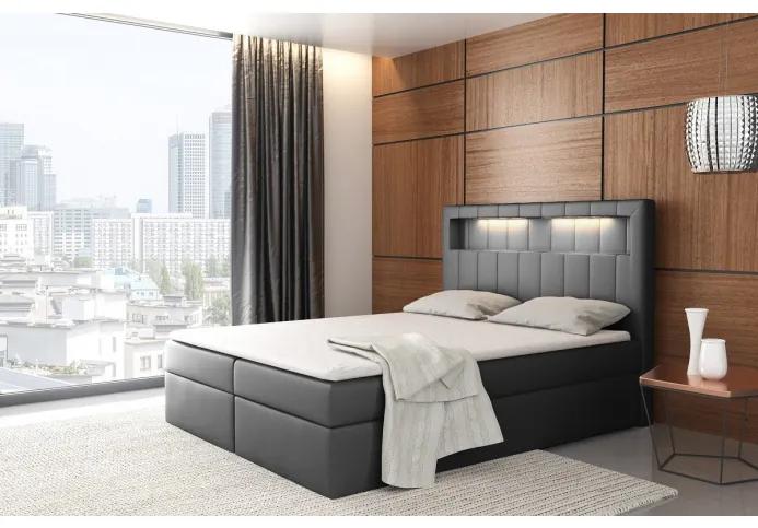 Designová postel Elyan s úložným prostorem tmavě šedá eko kůže 180 x 200 + topper zdarma