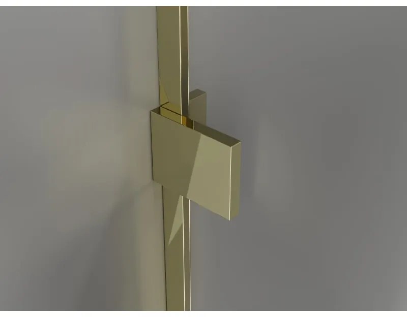 Mexen Lunar, L pětiúhelníkový sprchový kout naklápěcí doleva 100 x 80 cm, 8mm čiré sklo, zlatý profil, 831L-100L-080P-50-00-L