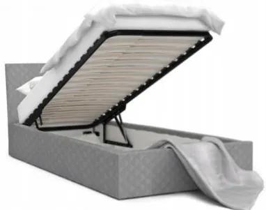 Luxusní postel VEGAS šedá 90x200 z eko kůže s kovovým roštem