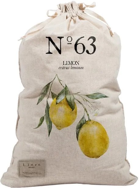 Látkový vak na prádlo Linen Couture Bag Lemons, výška 75 cm