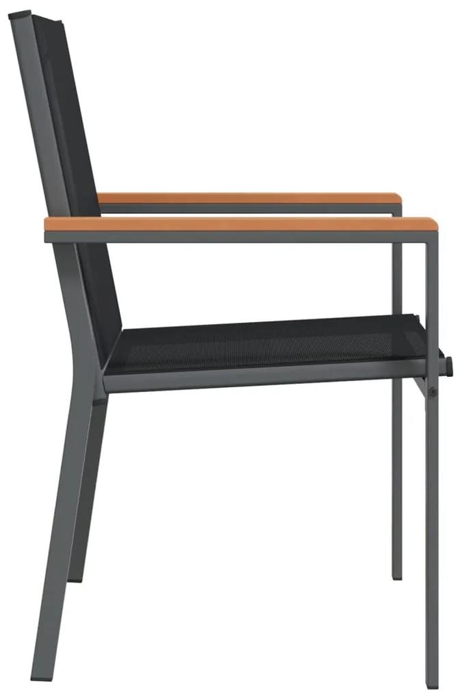 Zahradní židle 2 ks černé 55 x 61,5 x 90 cm textilen a ocel - Default Title