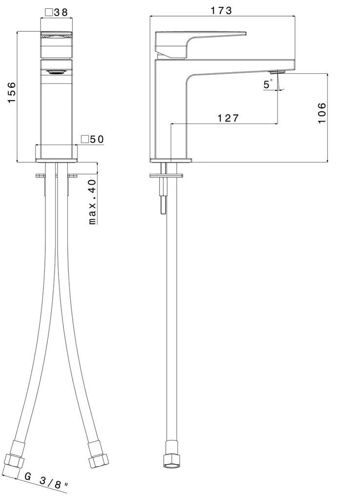 Sapho, DIMY stojánková umyvadlová baterie bez výpusti, chrom, DM002