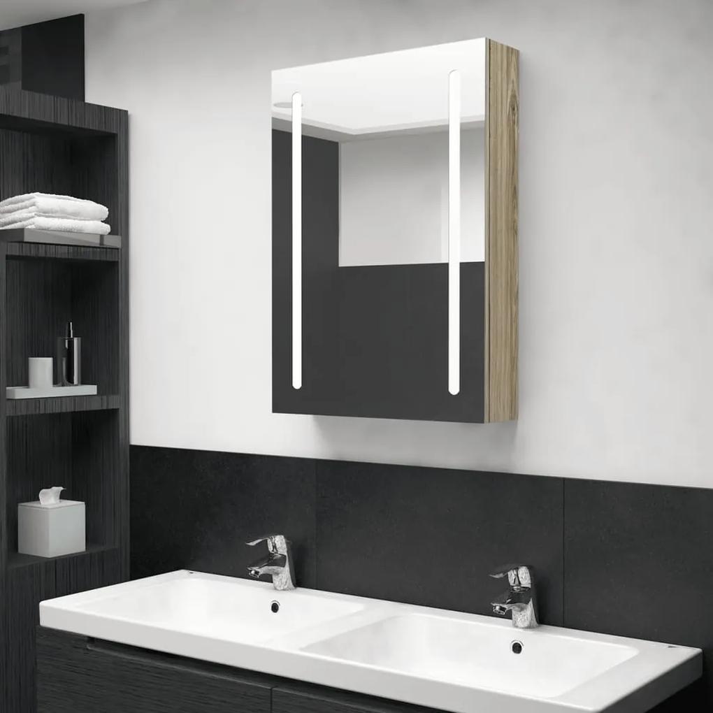 326499 vidaXL LED koupelnová skřínka se zrcadlem dub 50 x 13 x 70 cm