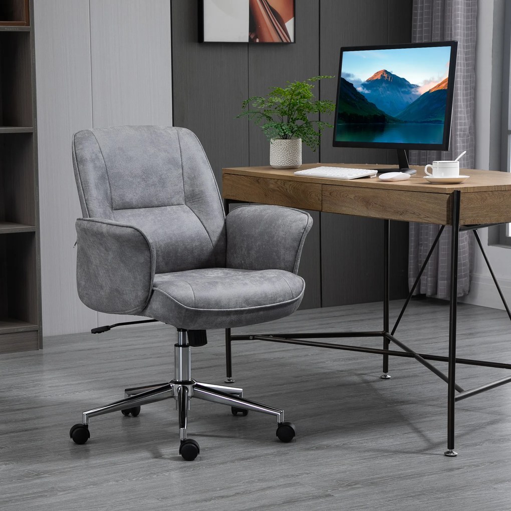 Kancelářská židle Vinsetto XXL ergonomická čalouněná židle výškově nastavitelná s funkcí houpání do nosnosti 120 kg Světle šedá | Aosom.de