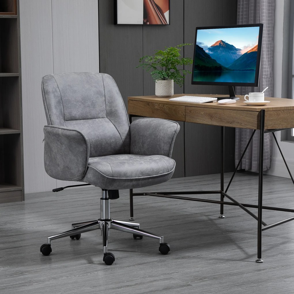 Kancelářská židle Vinsetto XXL ergonomická čalouněná židle výškově nastavitelná s funkcí houpání do nosnosti 120 kg Světle šedá