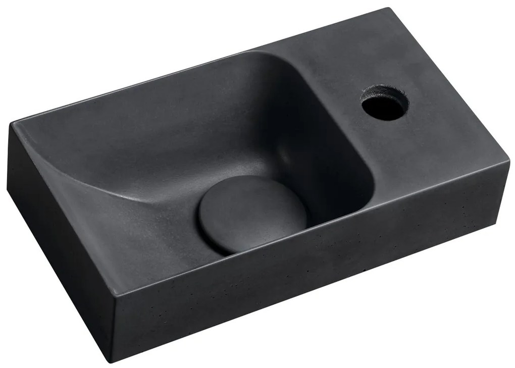 Sapho Sapho, PICCOLINO betonové umyvadlo 30,8x17cm, baterie vpravo, antracit, PK30516