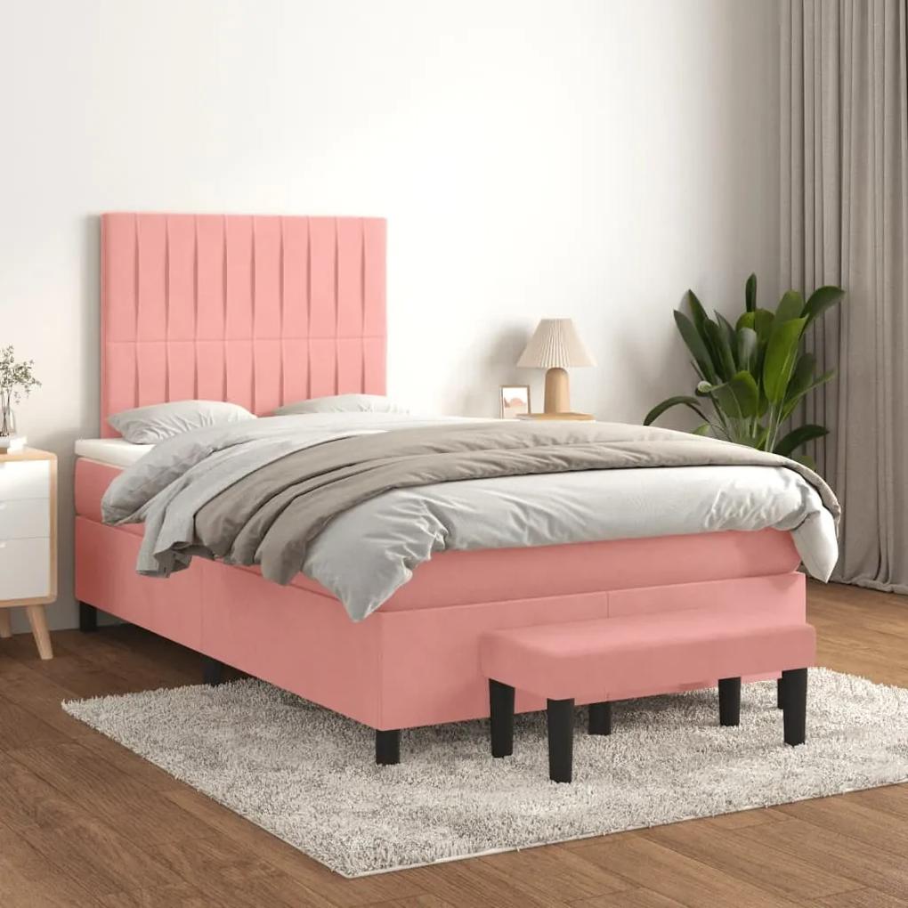 vidaXL Box spring postel s matrací 120 x 200 cm samet [3137954] Barva: Tmavě šedá