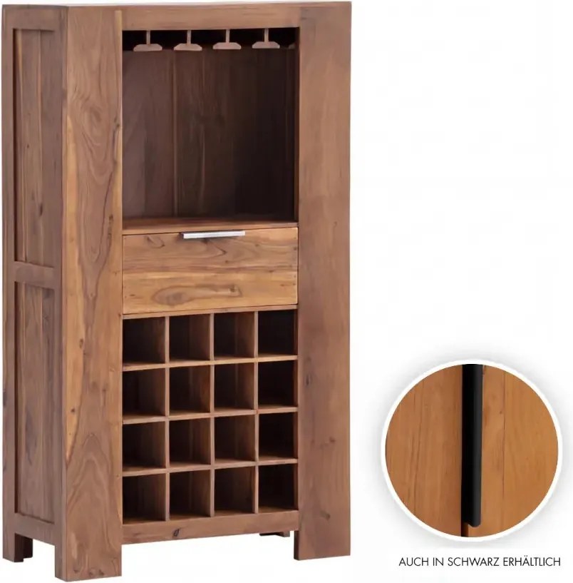 furniture-nabytek.cz - Vysoká komoda s vinotékou Osvaro - Stříbrné úchytky